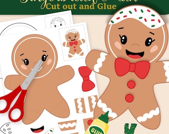 Gingerbread Man Cut and Paste Activity + Bonus | Christmas Craft ...