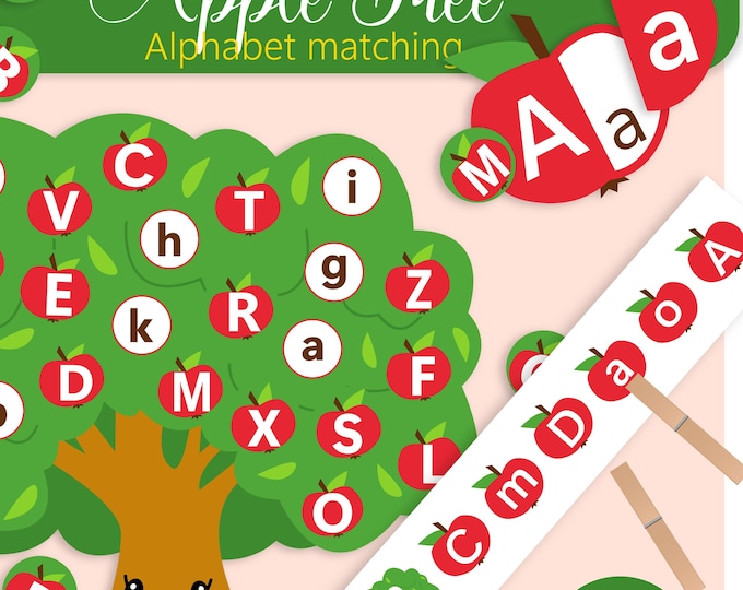 Apple Tree Alphabet Match Activity: Preschool Printable (digital ...