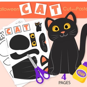 Black Cat Craft for Kids | Halloween Busy Book | Pets Activities | Cut ...