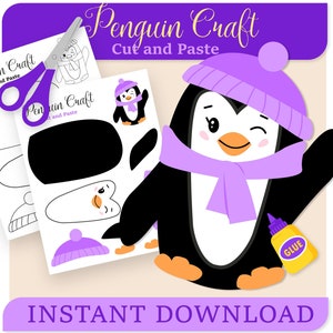 Penguin Cut and Glue | Paper Template Craft | Coloring Page | Printable ...