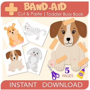 Band-aid Animal Treat Cut & Paste Activity: Toddler Quiet Book (digital ...