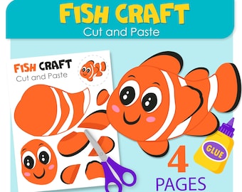 Clownfish Craft for Kids: Cut, Paste & Color (printable Worksheet) - Etsy