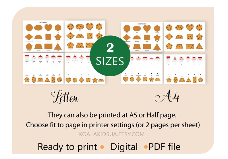 Cookies for Santa Shapes Matching Game | Printable Preschool Worksheets ...