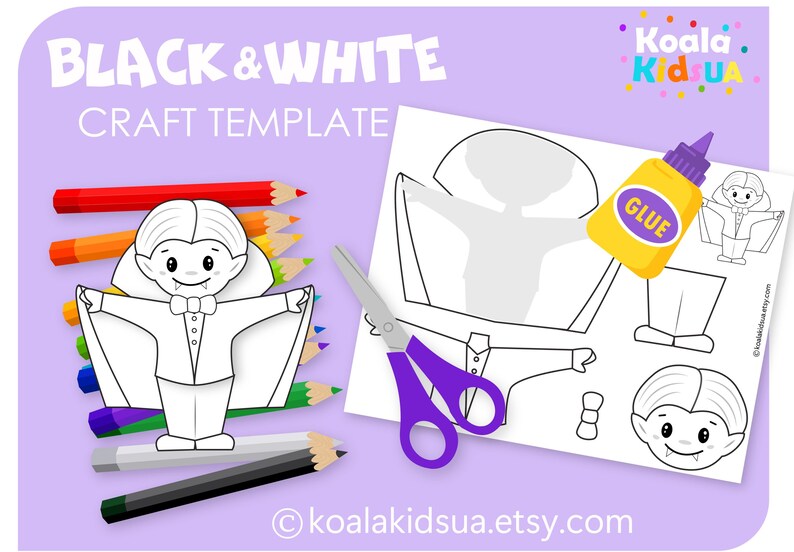 Printable Vampire Craft Template: Color, Cut & Paste Paper Doll (PDF ...