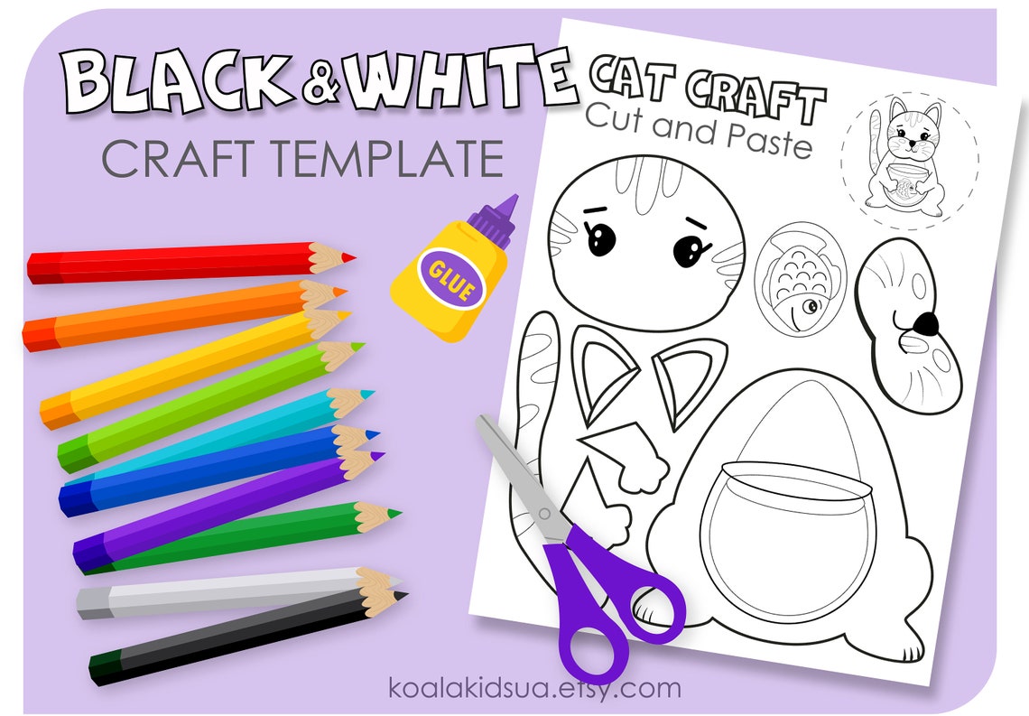 Cat Fish Craft for Kids Pets Activities Cut & Paste Printable Pdf ...