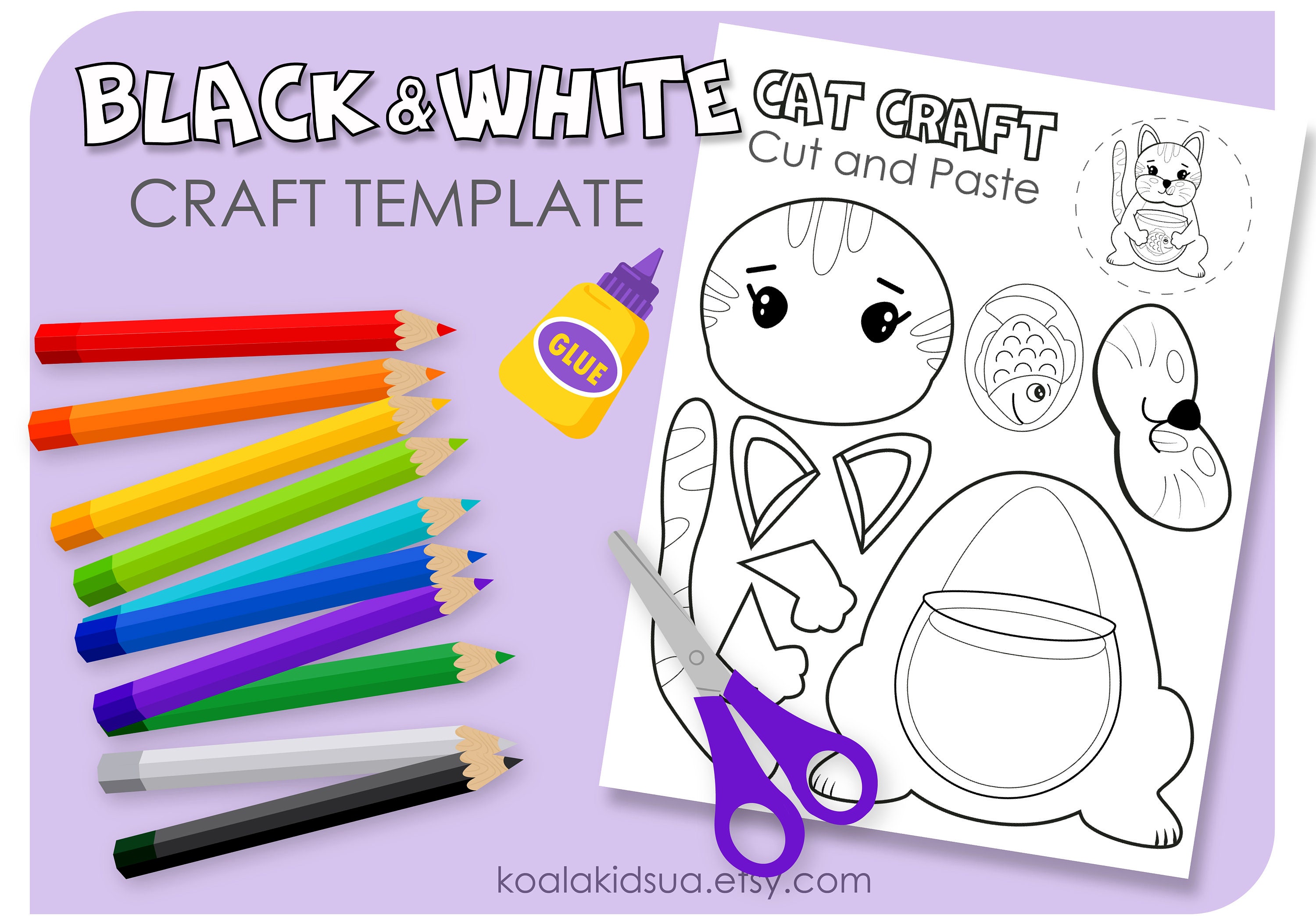 Cat Fish Craft for Kids Pets Activities Cut & Paste Printable Pdf ...