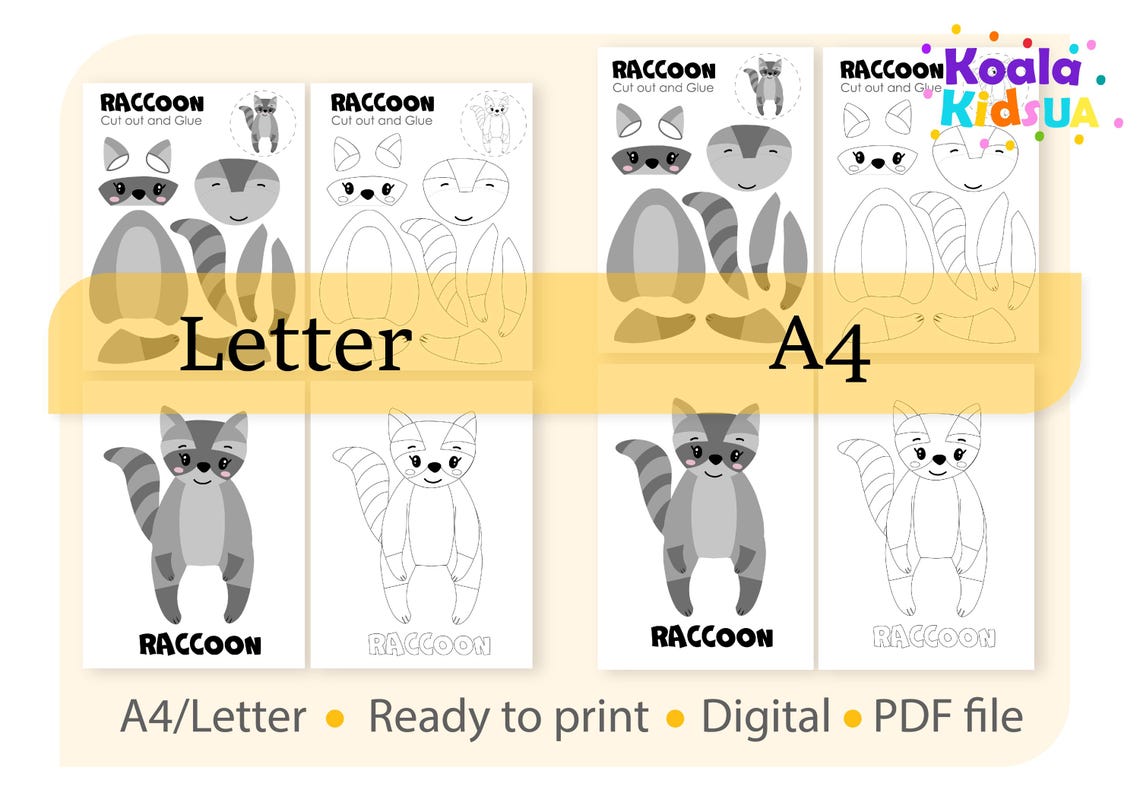 Build a Raccoon| Paper Craft for Kids | Zoo Forest Activities | Cut Out ...