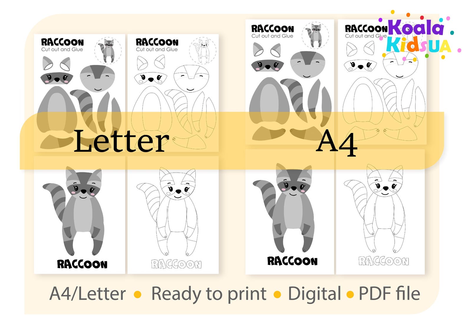 Build a Raccoon| Paper Craft for Kids | Zoo Forest Activities | Cut Out ...