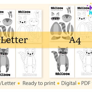 Build a Raccoon| Paper Craft for Kids | Zoo Forest Activities | Cut Out ...