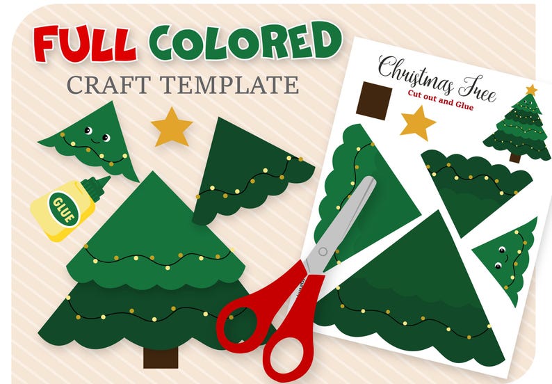 Christmas Tree Cut Out & Glue | Printable Craft Template | Winter ...