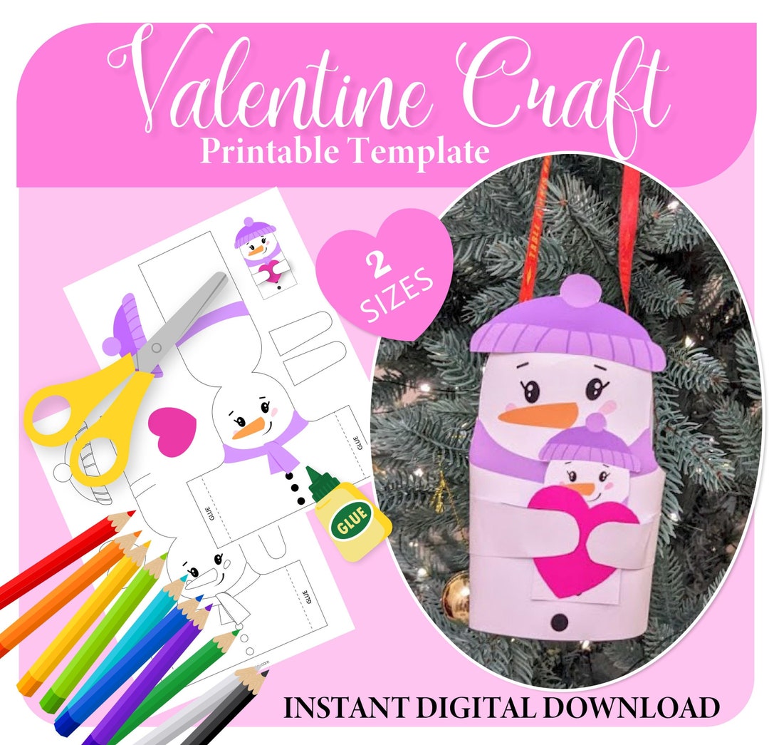3d Snowman Craft Template for Kids| Paper Valentine's Day for Preschool ...