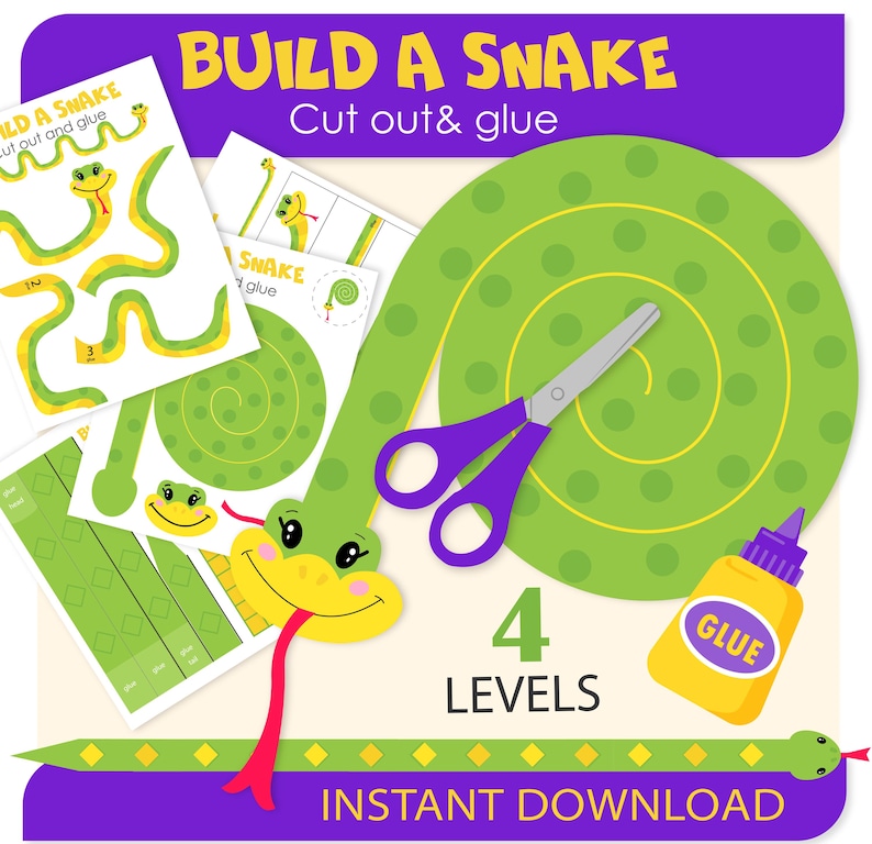 Build a Snake Craft: Scissor Skills Activity (digital Download) - Etsy