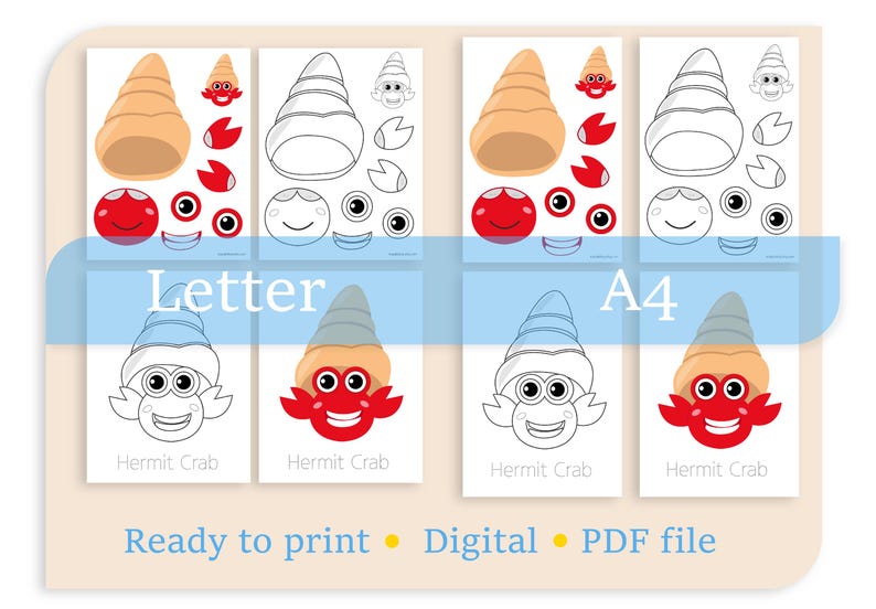Hermit Crab Craft Template | Sea Life Activity | Ocean Animals | Cut ...