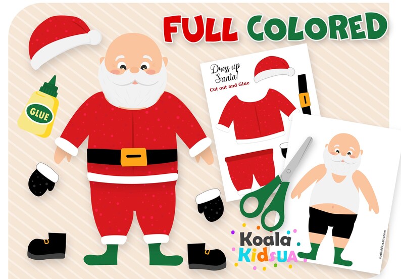 Dress up Santa Claus | Cut Out & Glue | Paper Doll| Printable Christmas ...