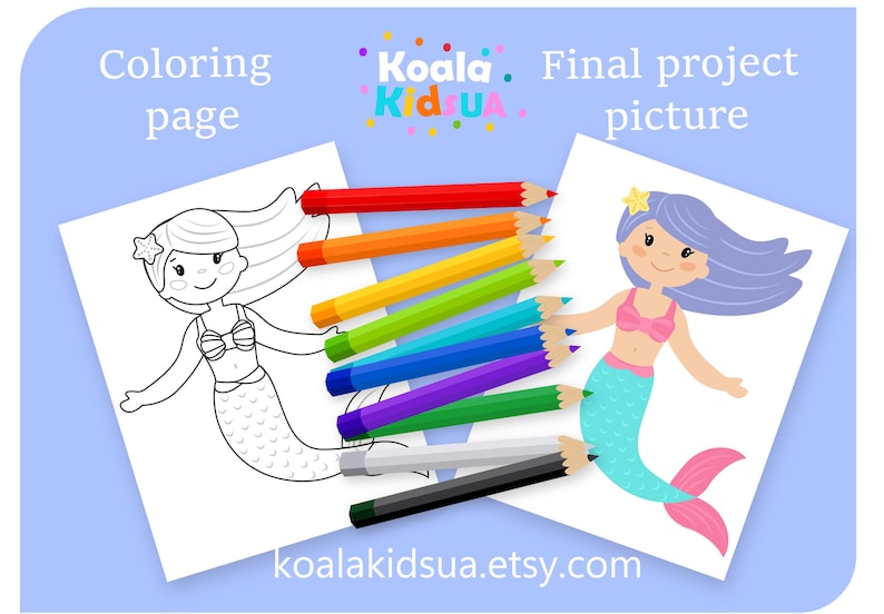 Mermaid Craft Activity: Printable Paper Doll Coloring Page (PDF ...