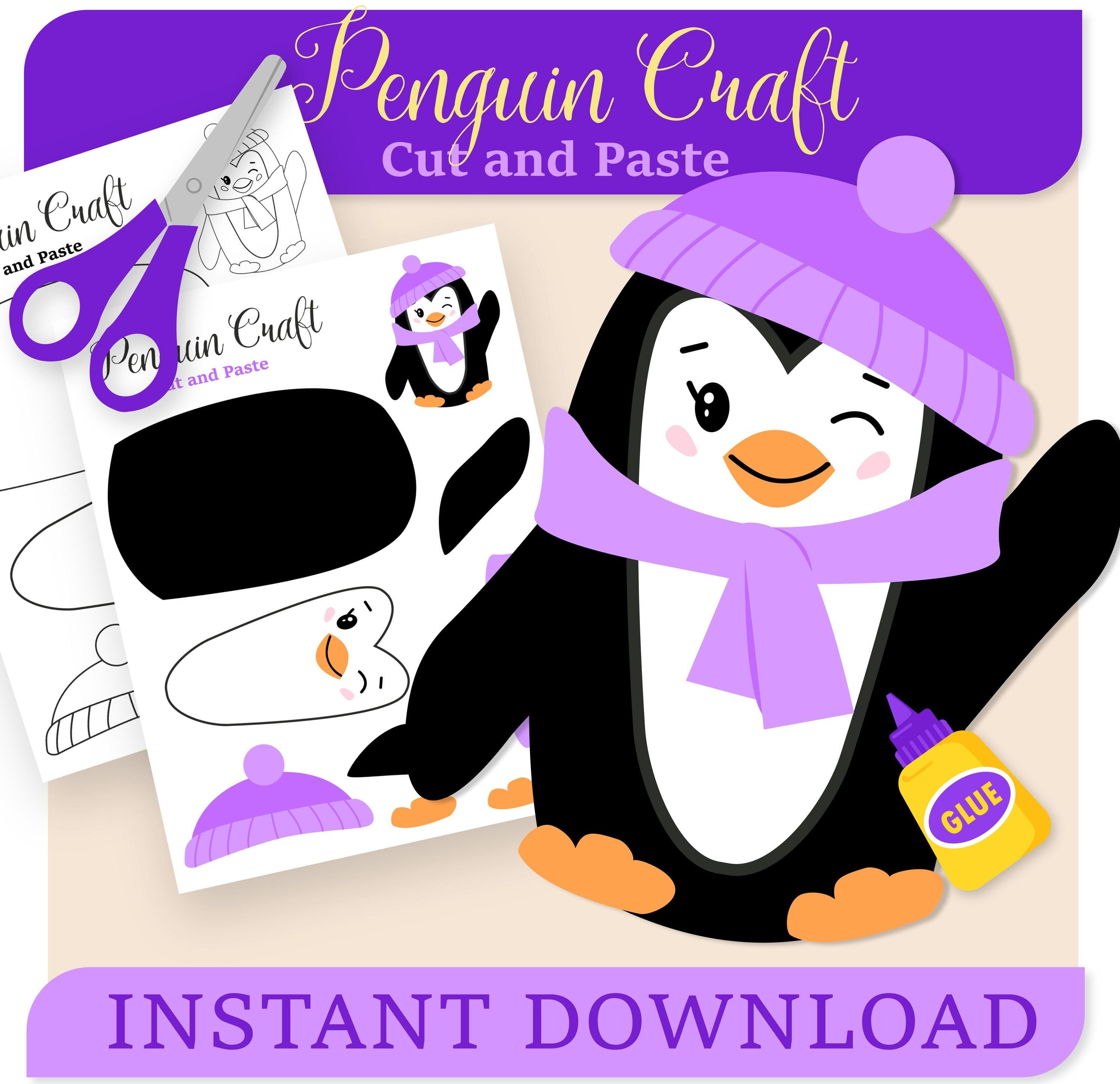 Penguin Cut and Glue | Paper Template Craft | Coloring Page | Printable ...