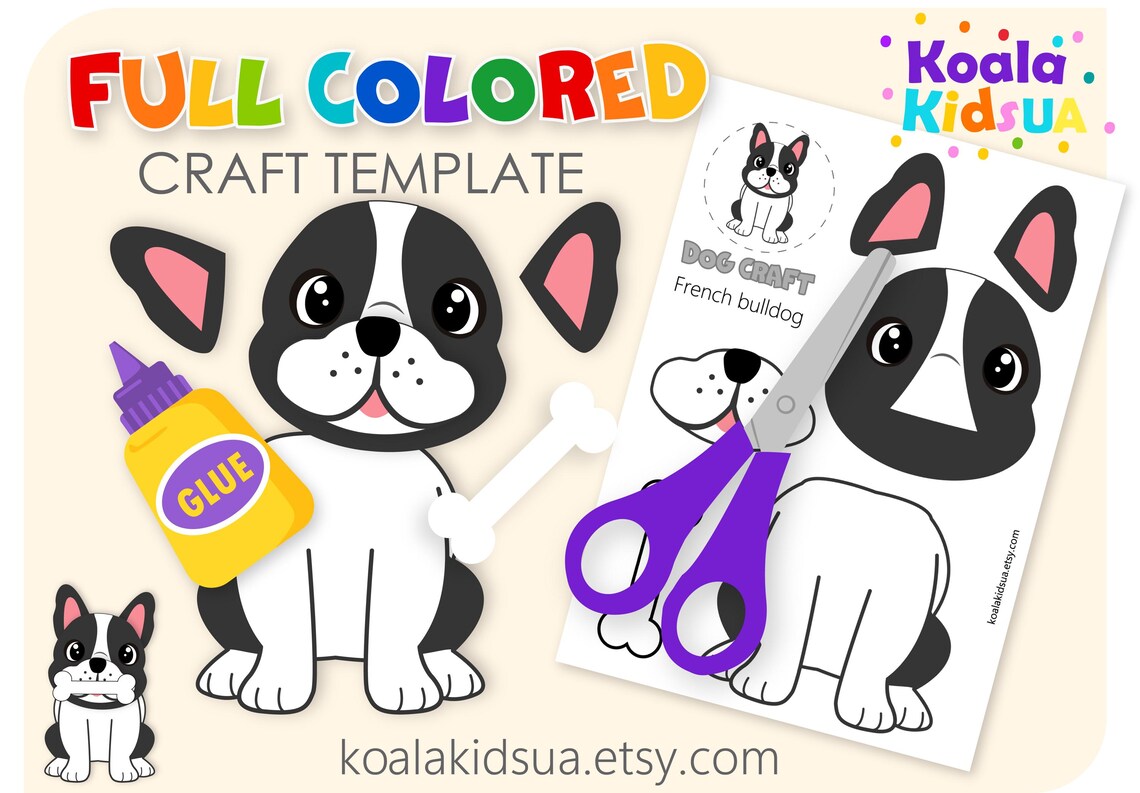 Dog Craft for Kids | French Bulldog | Pets Activities | Cut & Paste ...