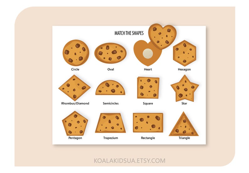 Cookies for Santa Shapes Matching Game | Printable Preschool Worksheets ...