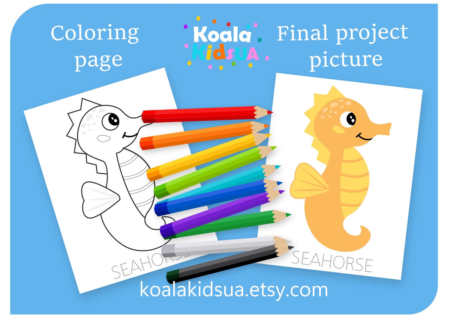 Seahorse Craft Template | Cut & Paste Activity (printable PDF) - Etsy