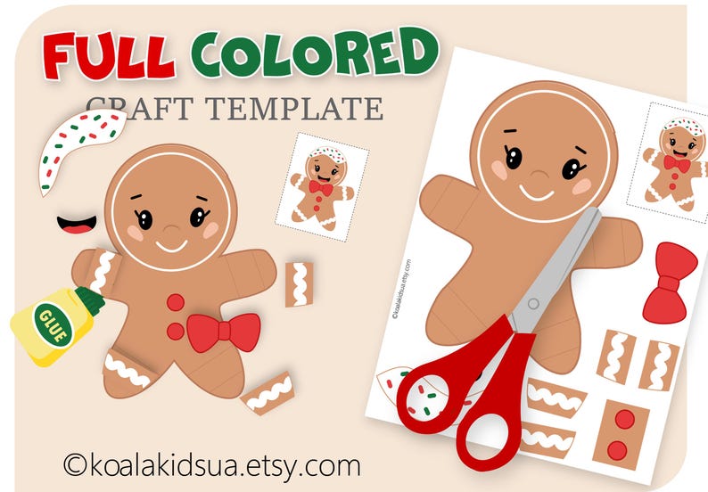 Gingerbread Man Cut and Paste Activity + Bonus | Christmas Craft ...