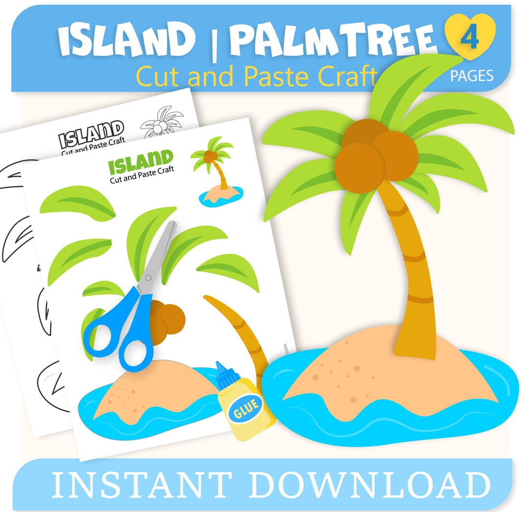 Island Palm Tree Craft | Kids Printable Craft Template | Cut and Paste ...
