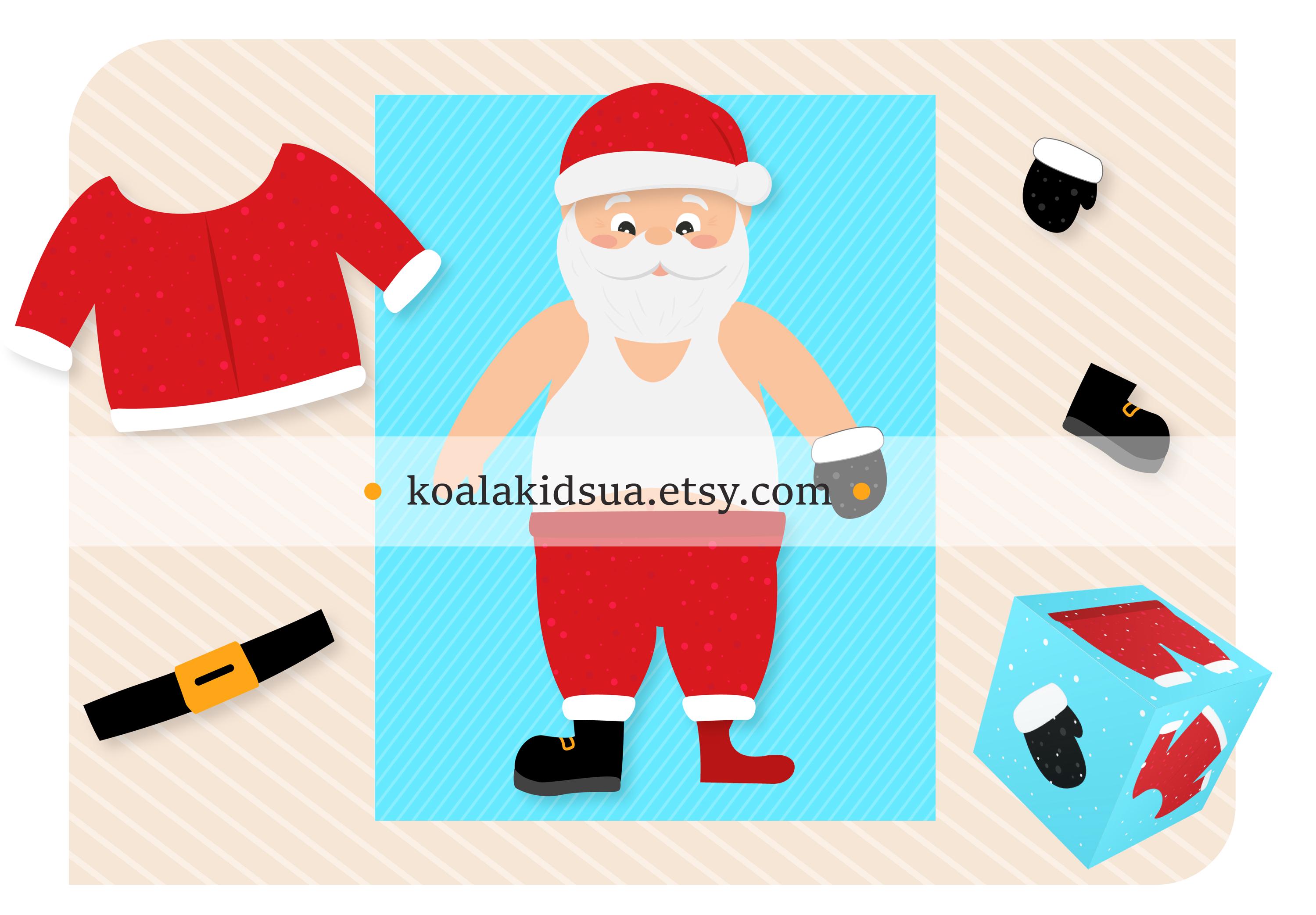Dress up Santa Claus | Roll a Dice Game | Printable Winter Activity ...