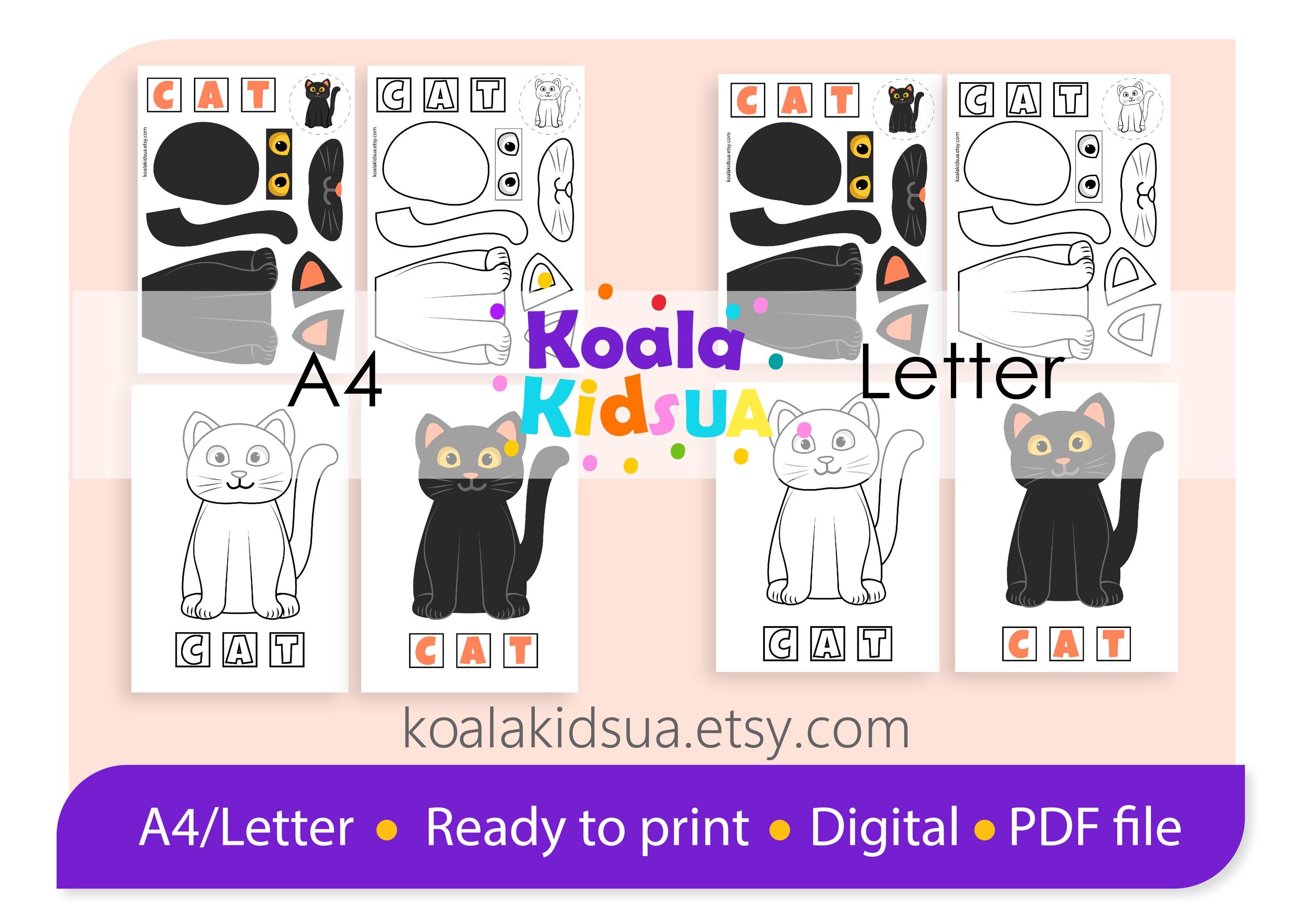 Black Cat Craft for Kids | Halloween Busy Book | Pets Activities | Cut ...