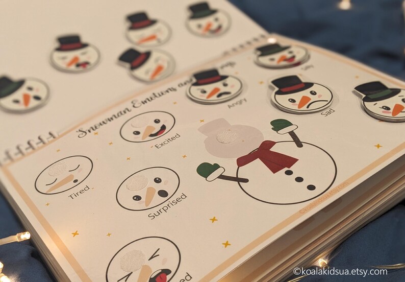 Snowman Emotions Matching Printable Game | Winter Christmas Busy Book ...