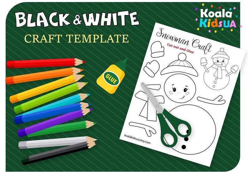 Printable Snowman Craft: Cut, Paste & Color Activity (digital Download ...