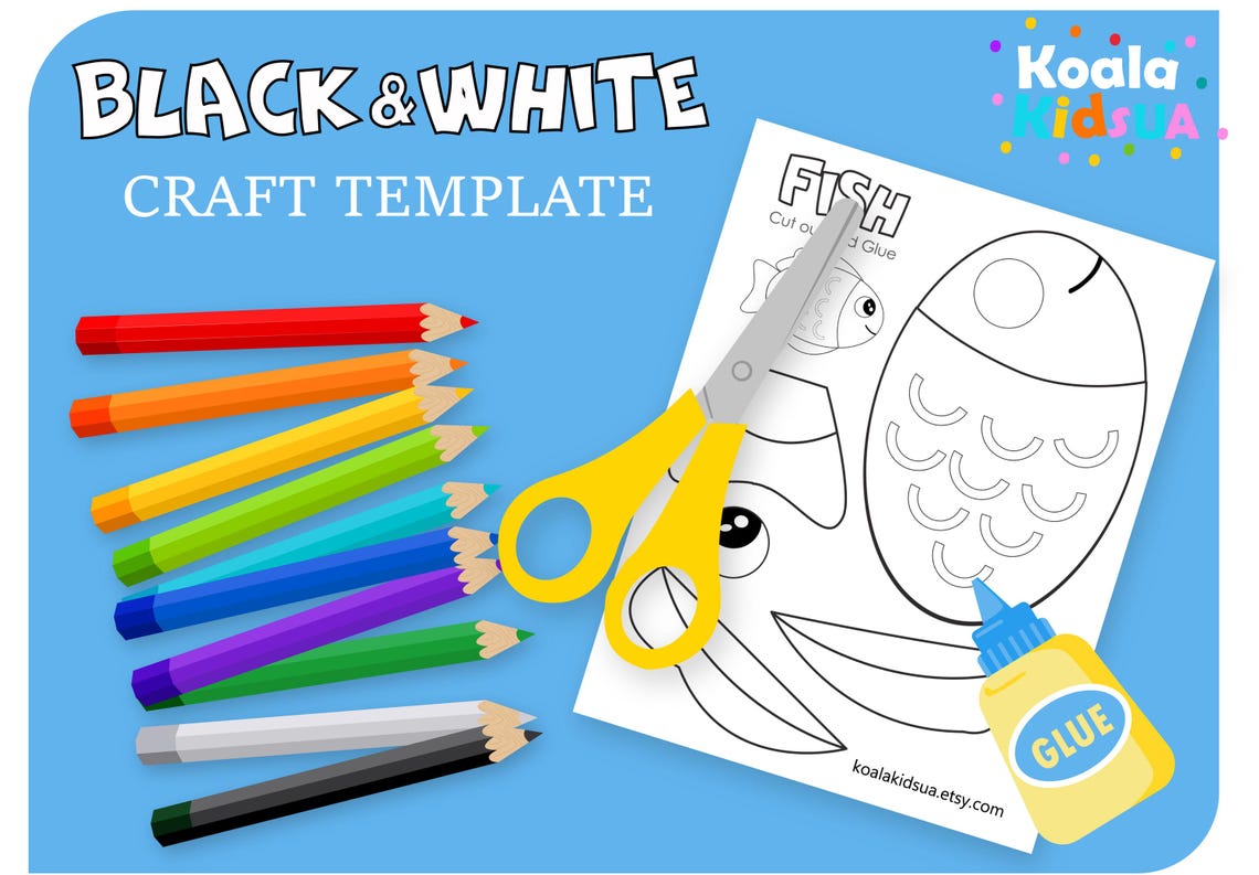 Fish Craft: Cut and Paste Paper Ocean Template (digital Download) - Etsy