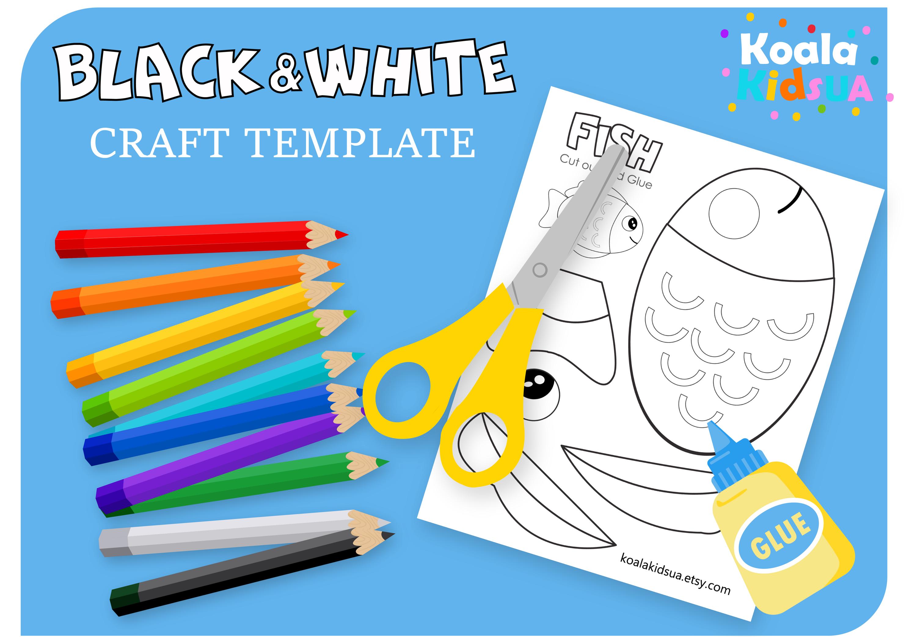 Fish Craft: Cut and Paste Paper Ocean Template (digital Download) - Etsy