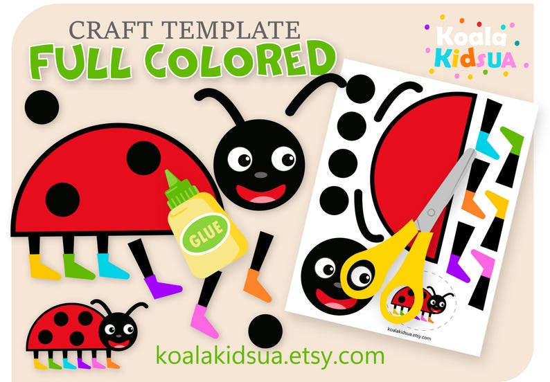 Ladybug Craft Printable: Cut, Paste & Color Activity (digital Download ...