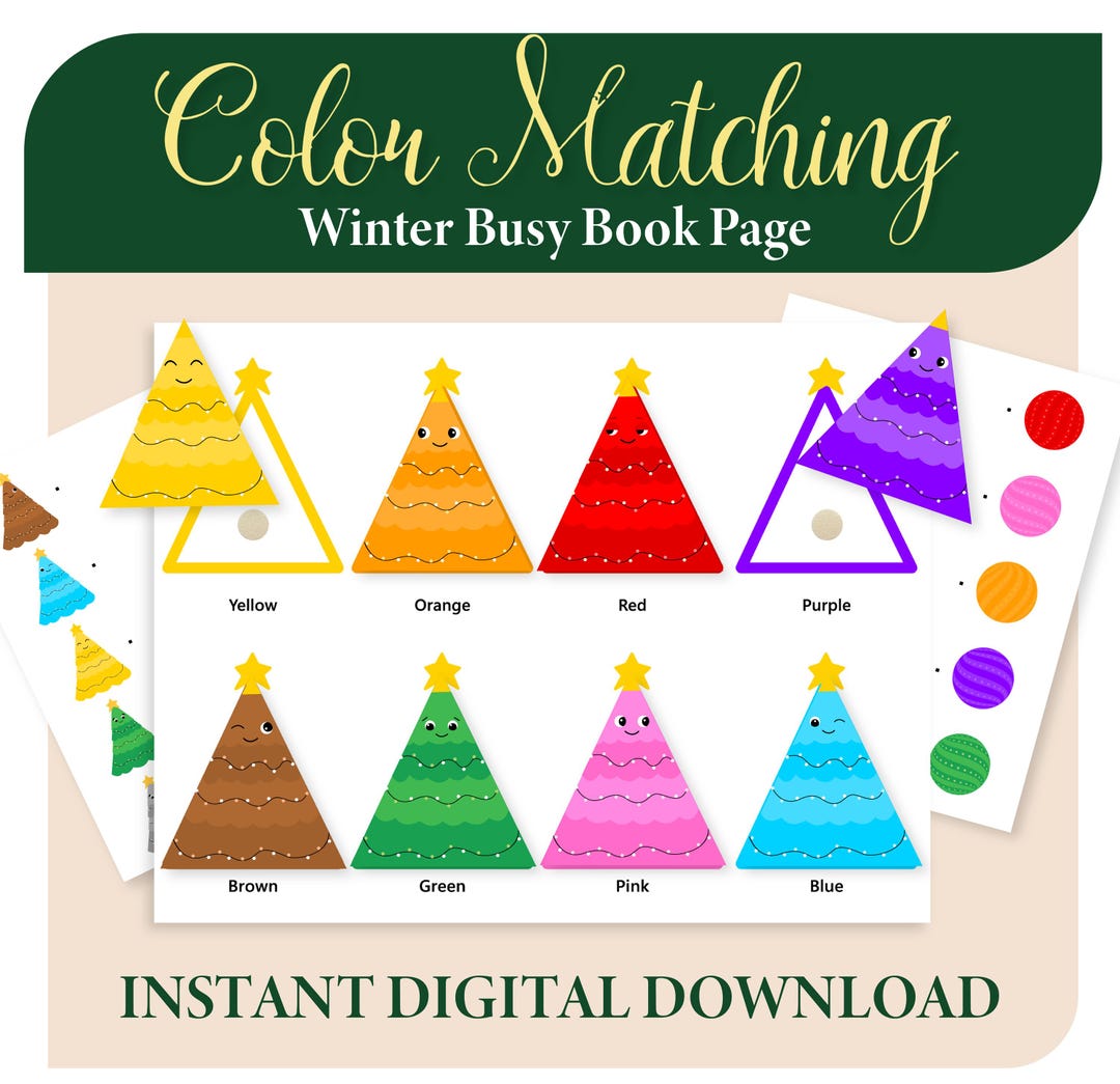 Christmas Tree Color Matching Busy Book: Toddler Learning Activity ...