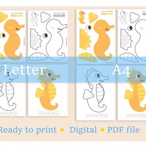 Seahorse Craft Template | Cut & Paste Activity (printable PDF) - Etsy