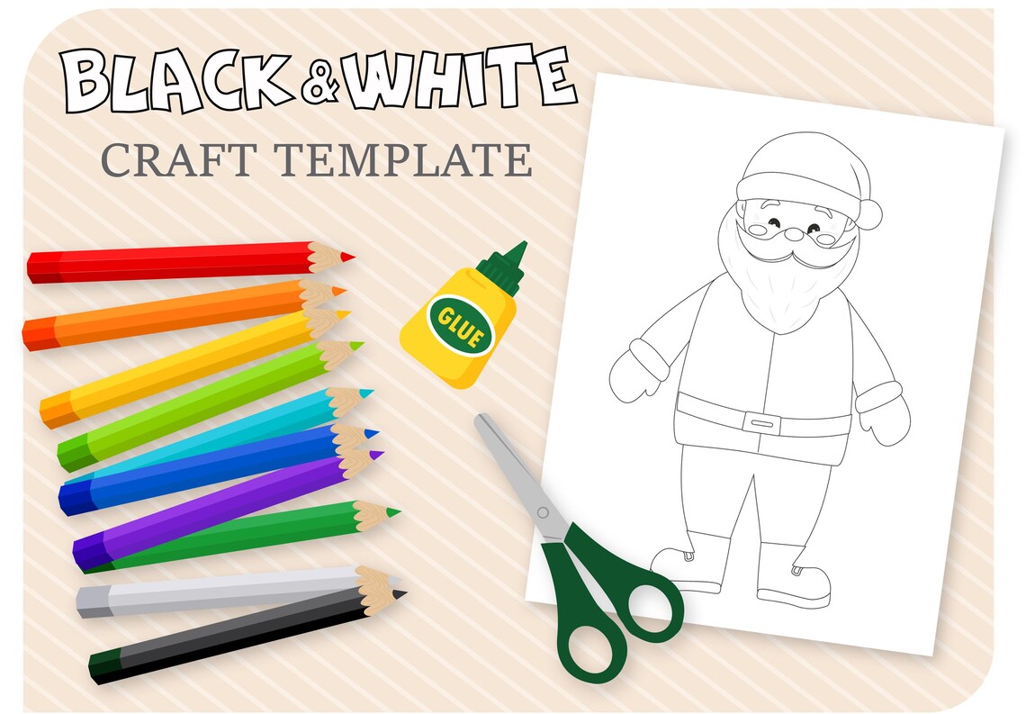 Build Santa Claus Cut Out & Glue Printable Coloring Page Christmas Kids ...