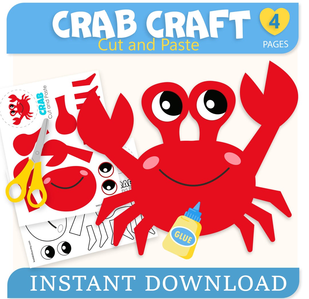 Crab Craft for Kids | Cut and Paste Ocean Animal Activity | Printable ...