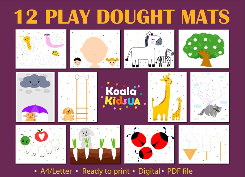 12 PLAY DOUGH MATS. Playdought Play Doh Playdoh Printable Classroom ...