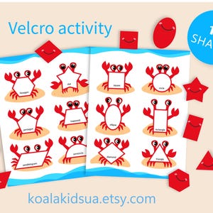 Crab and Sandcastle Match the 2d Shapes Pre-writing Worksheets Summer ...