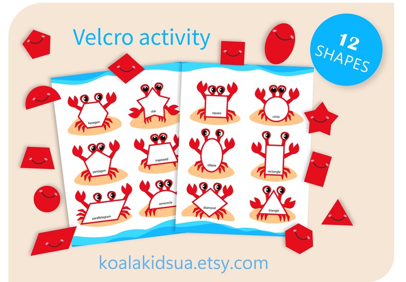 Crab and Sandcastle Match the 2d Shapes Pre-writing Worksheets Summer ...