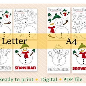 Printable Snowman Craft | Cut Out Paste Glue | Template for Kids ...