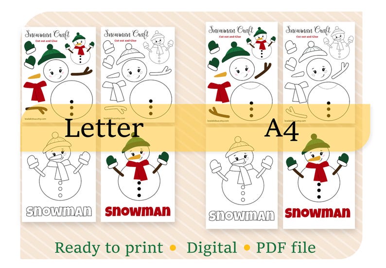 Printable Snowman Craft | Cut Out Paste Glue | Template for Kids ...