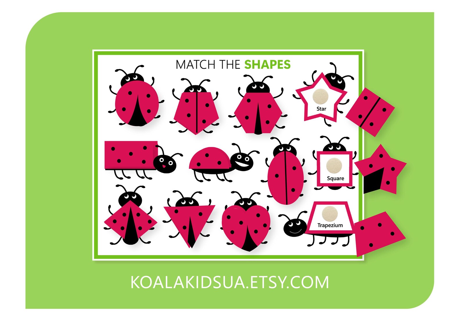 Ladybug 2D Match the Shapes | Spring Busy Book Page | File Folder Games ...