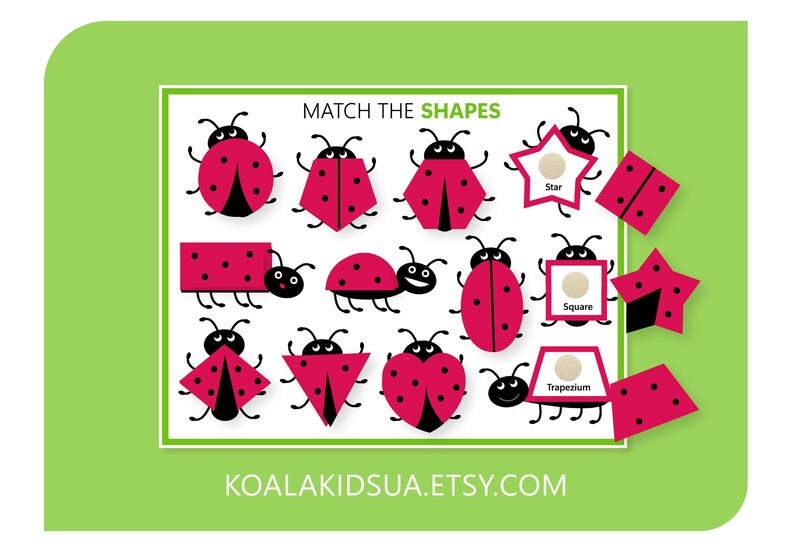 Ladybug 2D Match the Shapes | Spring Busy Book Page | File Folder Games ...