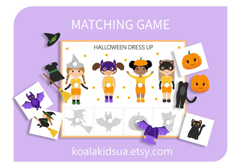 Halloween Dress up Activity: Matching Game Printable (PDF Download) - Etsy