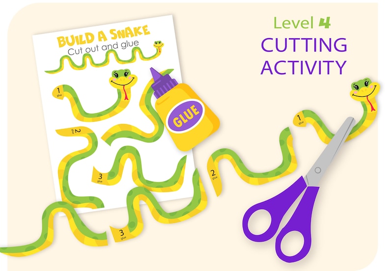 Build a Snake Craft: Scissor Skills Activity (digital Download) - Etsy