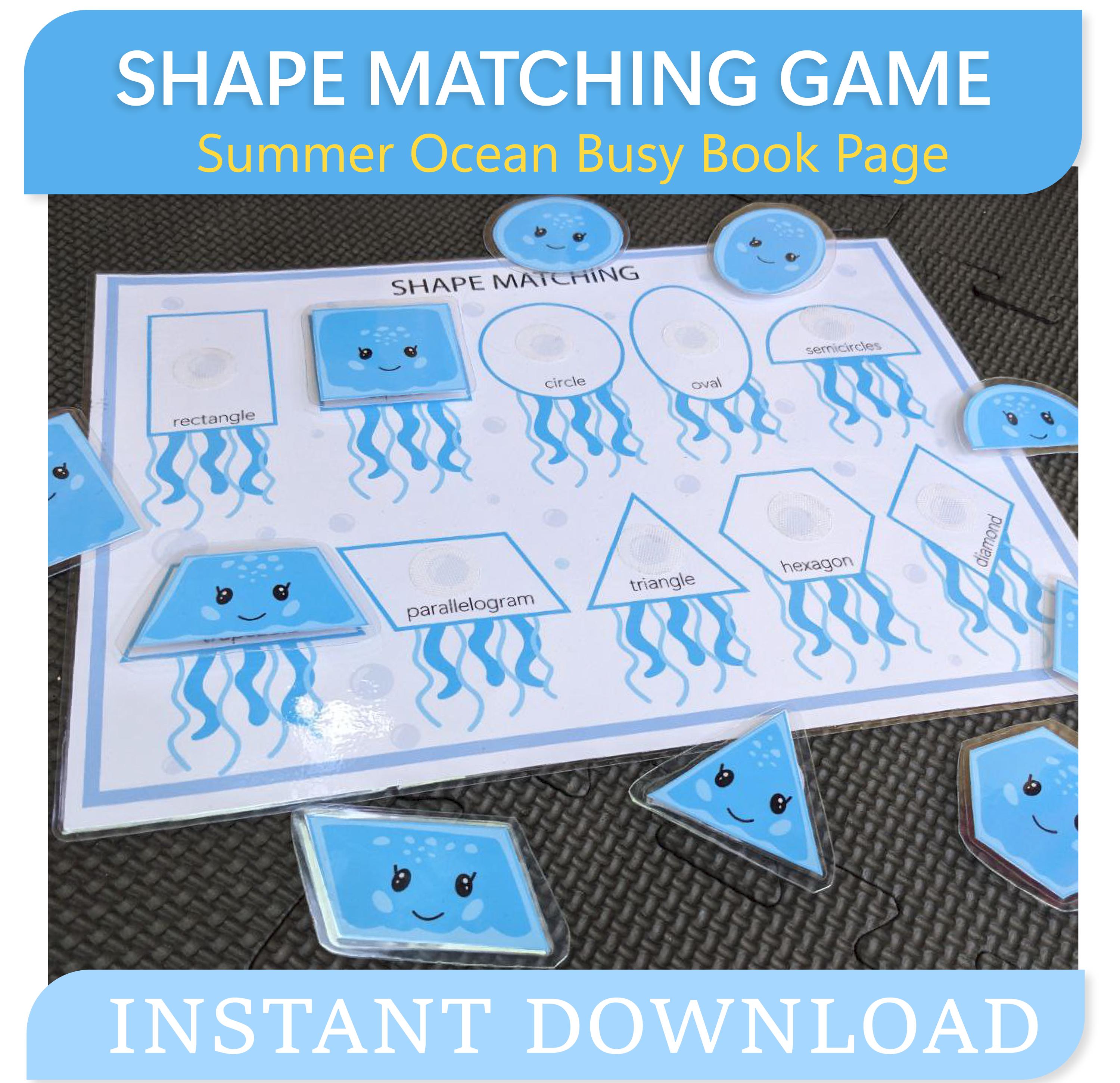 Jellyfish Activities | Shape Matching | Digital 2D Shapes Summer Busy ...