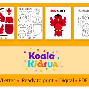 Bird Craft for Kids | Pets Activities | Cut and Paste | Printable Red ...
