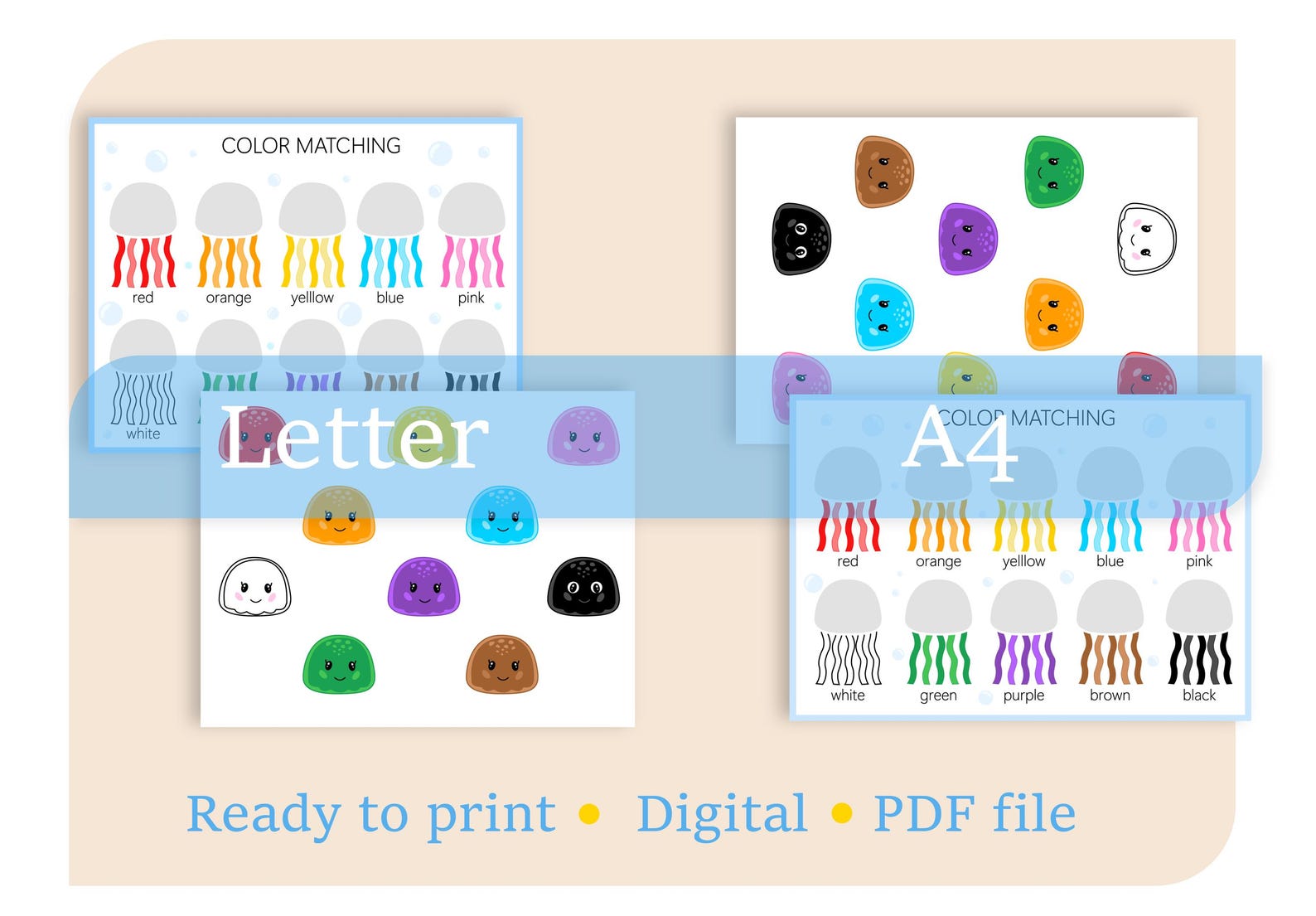 Matching Color | Colored Jellyfish | Sorting KIDS Toddler Game | Summer ...