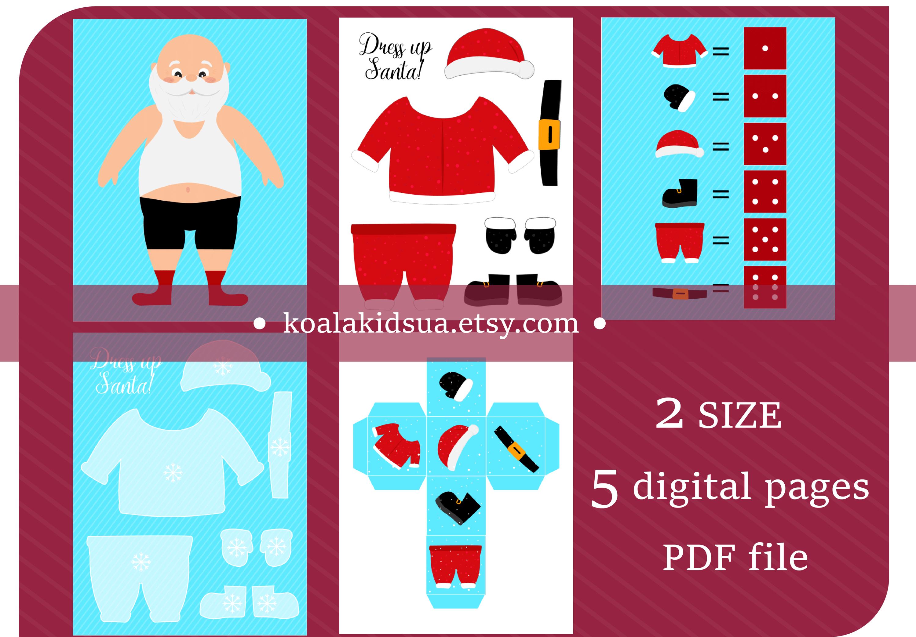 Dress up Santa Claus | Roll a Dice Game | Printable Winter Activity ...