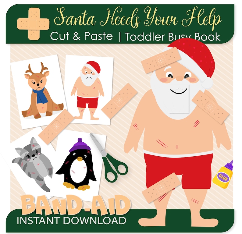 Band-aid Christmas Activities | Santa Needs Your Help | Cut & Paste ...